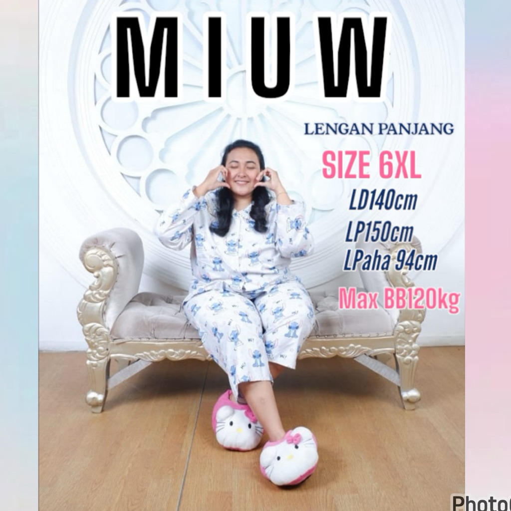 Jual LD140 PP PIYAMA MIUW LENGAN PANJANG BIG SIZE PIYAMA JUMBO MIUW ...
