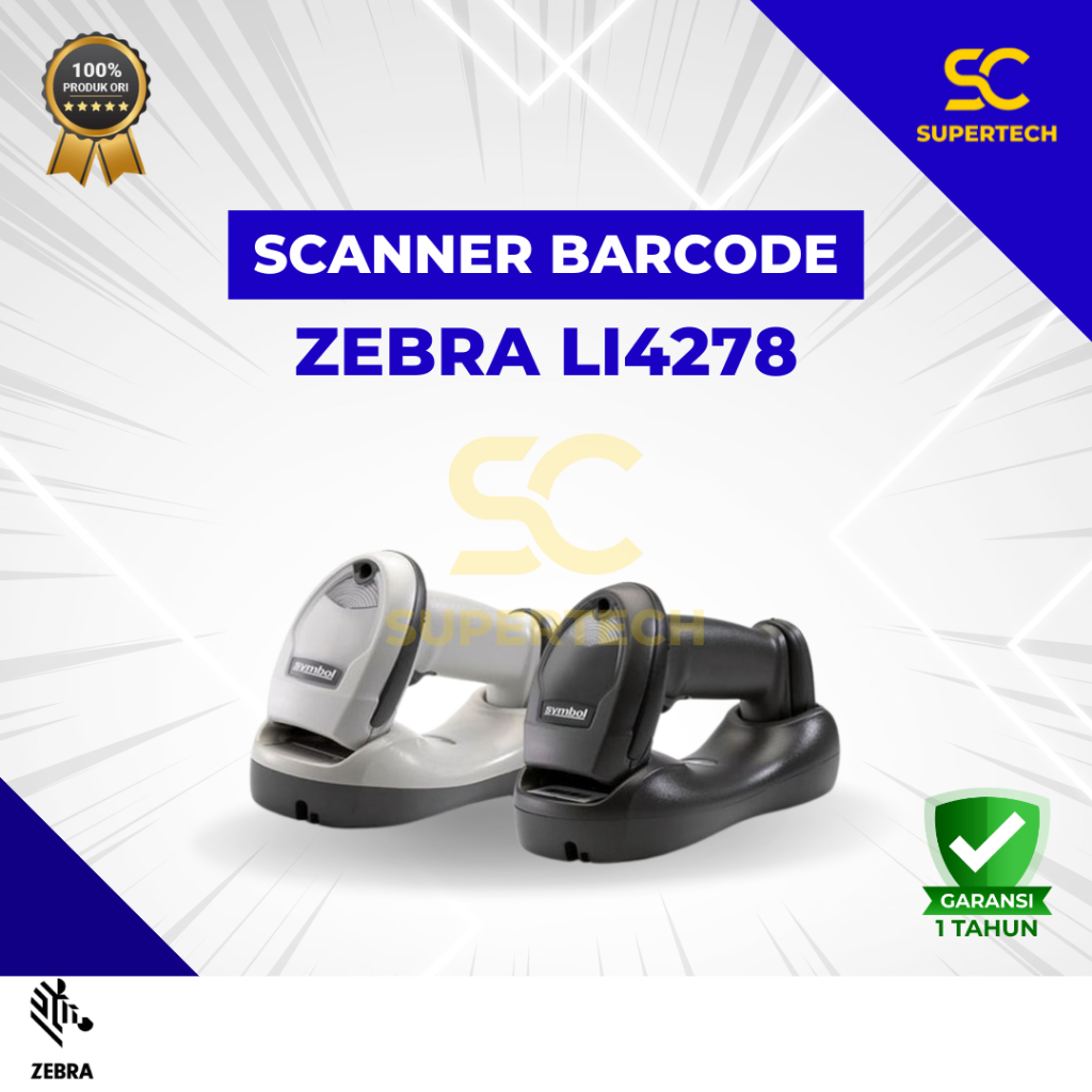 Jual ZEBRA LI4278 BARCODE SCANNER USB WITH CRADLE 1D / 1 DIMENSI ...