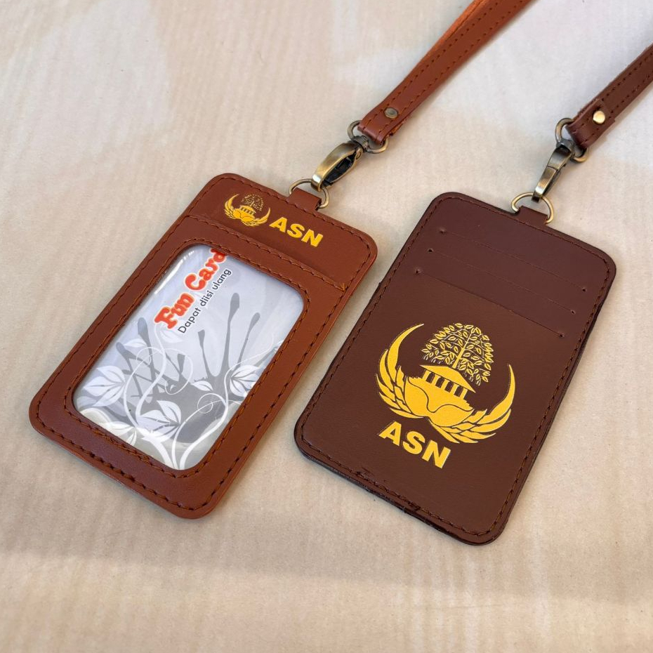 Jual Id Card Kulit Name Tag ASN Id Card Kulit KORPRI Model Terbaru ...