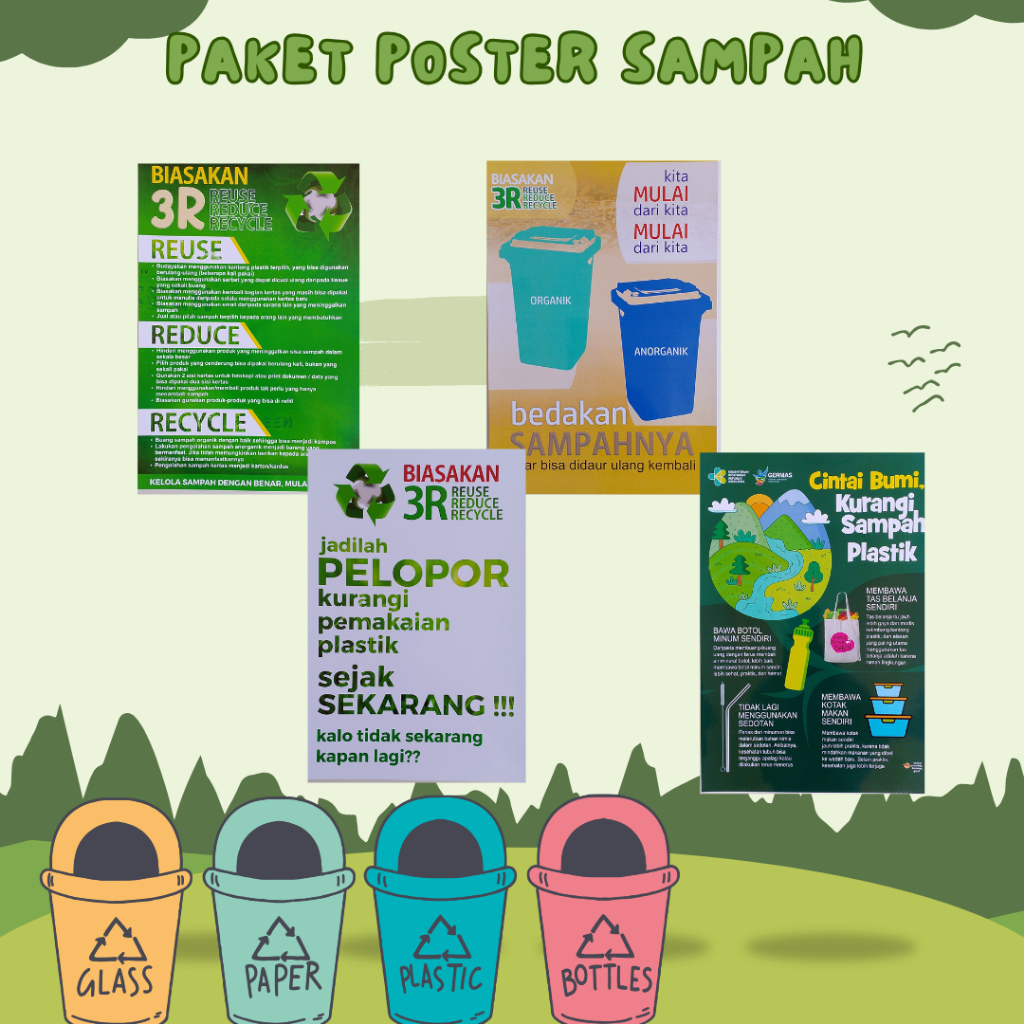 Jual Paket Poster Sampah Murah - 3R - Poster Kebersihan - Kesehatan - Poster Sekolah | Shopee ...