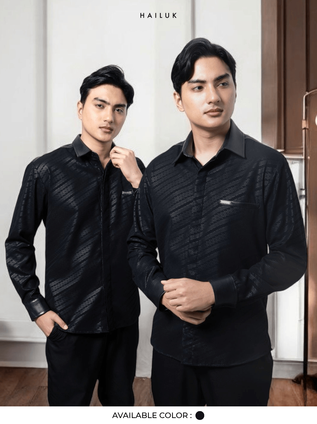 Jual HAILUK Dilan Kemeja Batik Lengan Panjang Hitam | Shopee Indonesia