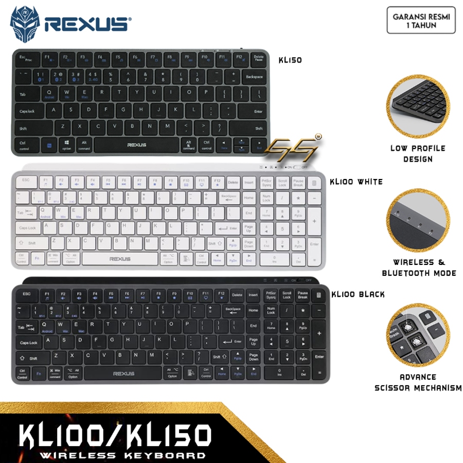 Jual REXUS KL100 KL-100 Keyboard Office Bluetooth Wireless Low Profile | Shopee Indonesia