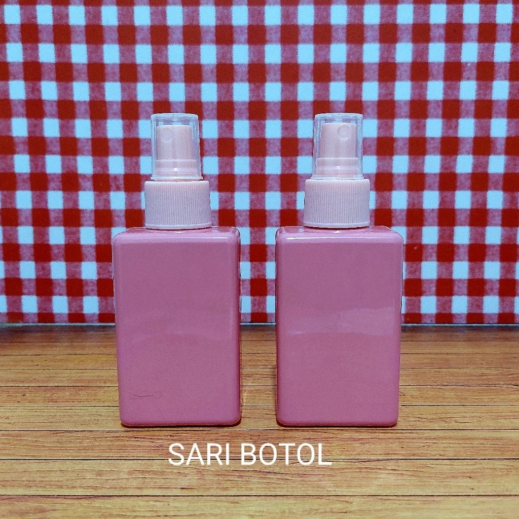 Jual BOTOL SPRAY 100ML KOTAK PINK PLASTIK PET TEBAL / BOTOL 100ML KOTAK ...