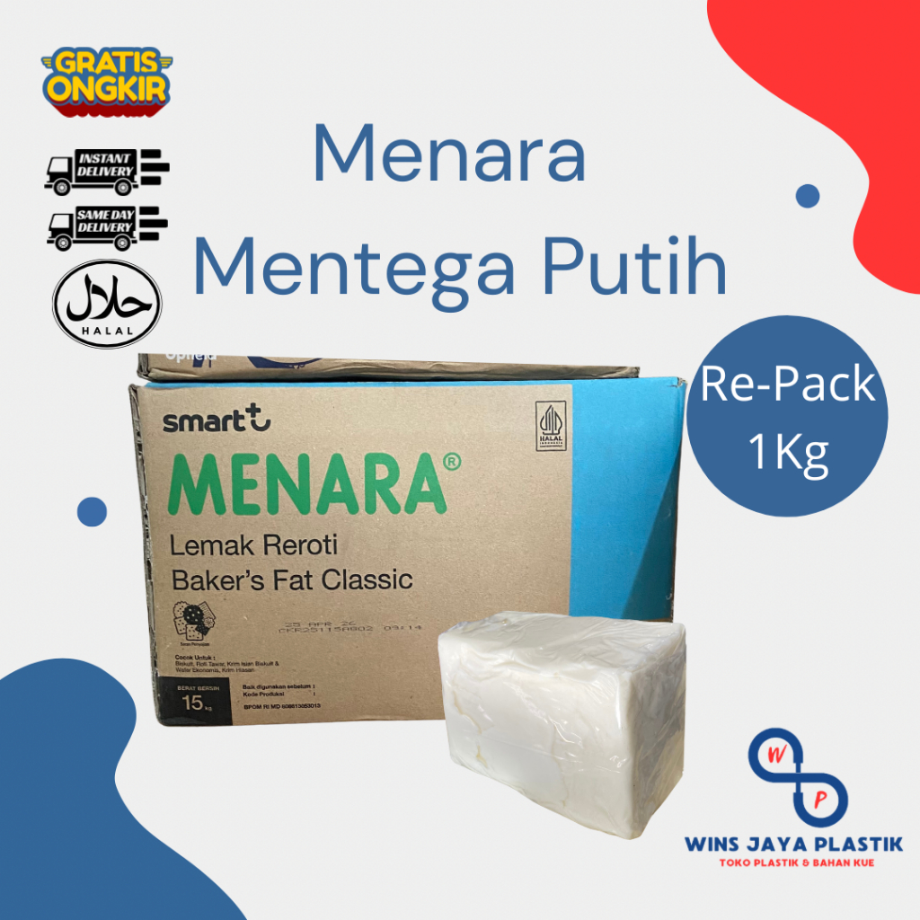 Jual Menara Shortening Baker's Fat Re-Pack | Menara Mentega Putih 1Kg ...