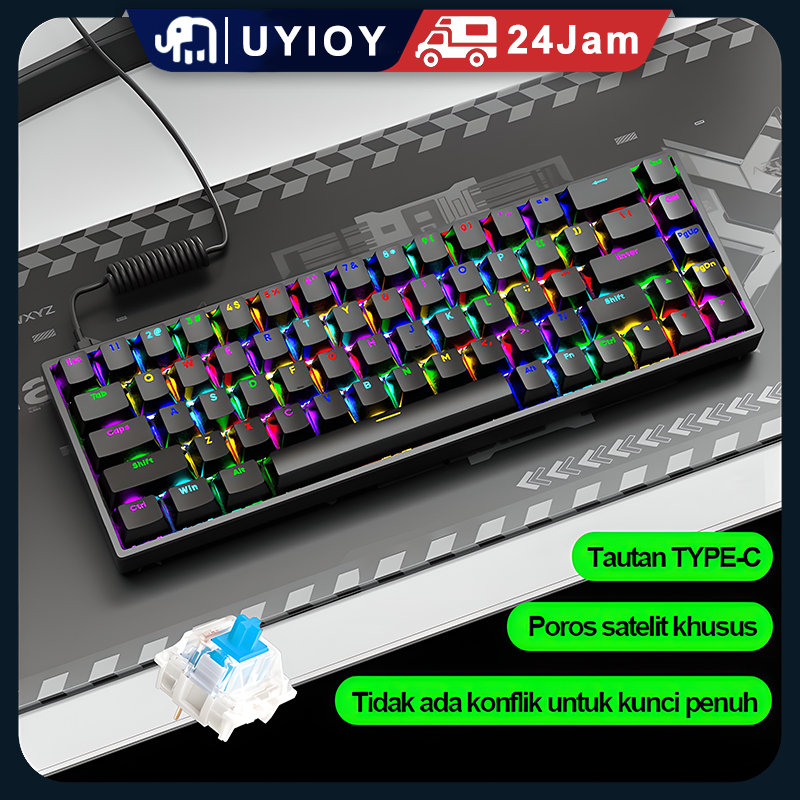 Jual AK68 Mechanical Gaming Keyboard Hotswap RGB 16 million colors ...