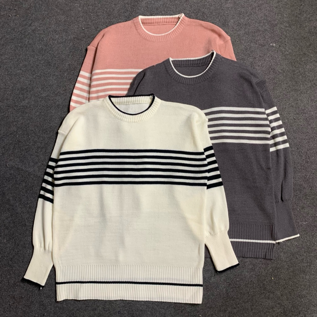 Jual Atasan Salur Basic / Knit Salur Polo / Sweater Salur / Blouse ...