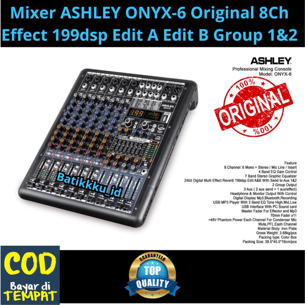 Jual Mixer Ashley Onyx 6 Onyx6 Original New 6Ch Bluetooth-USB-Recording ...