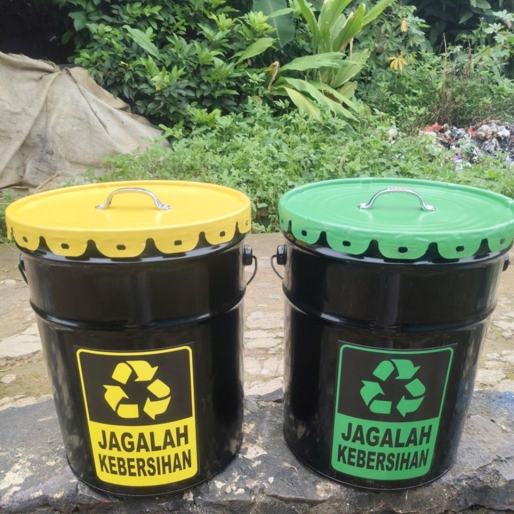 Jual TONG SAMPAH SERBAGUNA BAHAN KALENG HITAM KUNING & HIJAU KAPASITAS ...