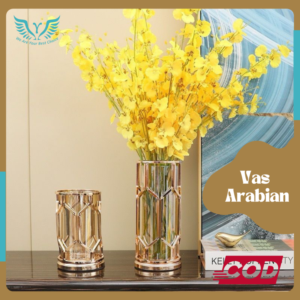 Jual Vas Bunga/Luxury metal Glass Vase ornament American style/Vas ...