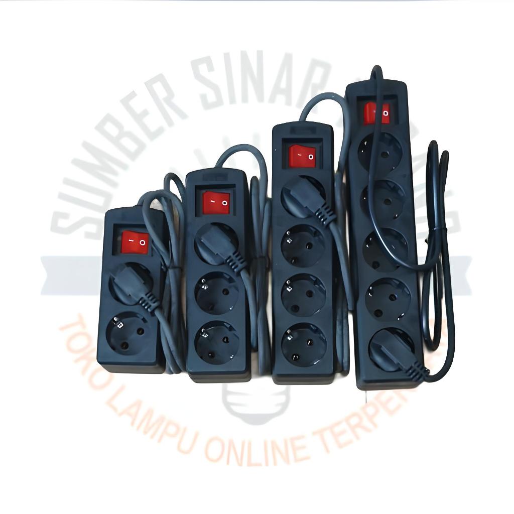 Jual Stop Kontak Colokan Hitam Terminal 2/3/4/5 Lubang Panjang 1.5/3/5 Meter Bahan Arde Kuningan ...