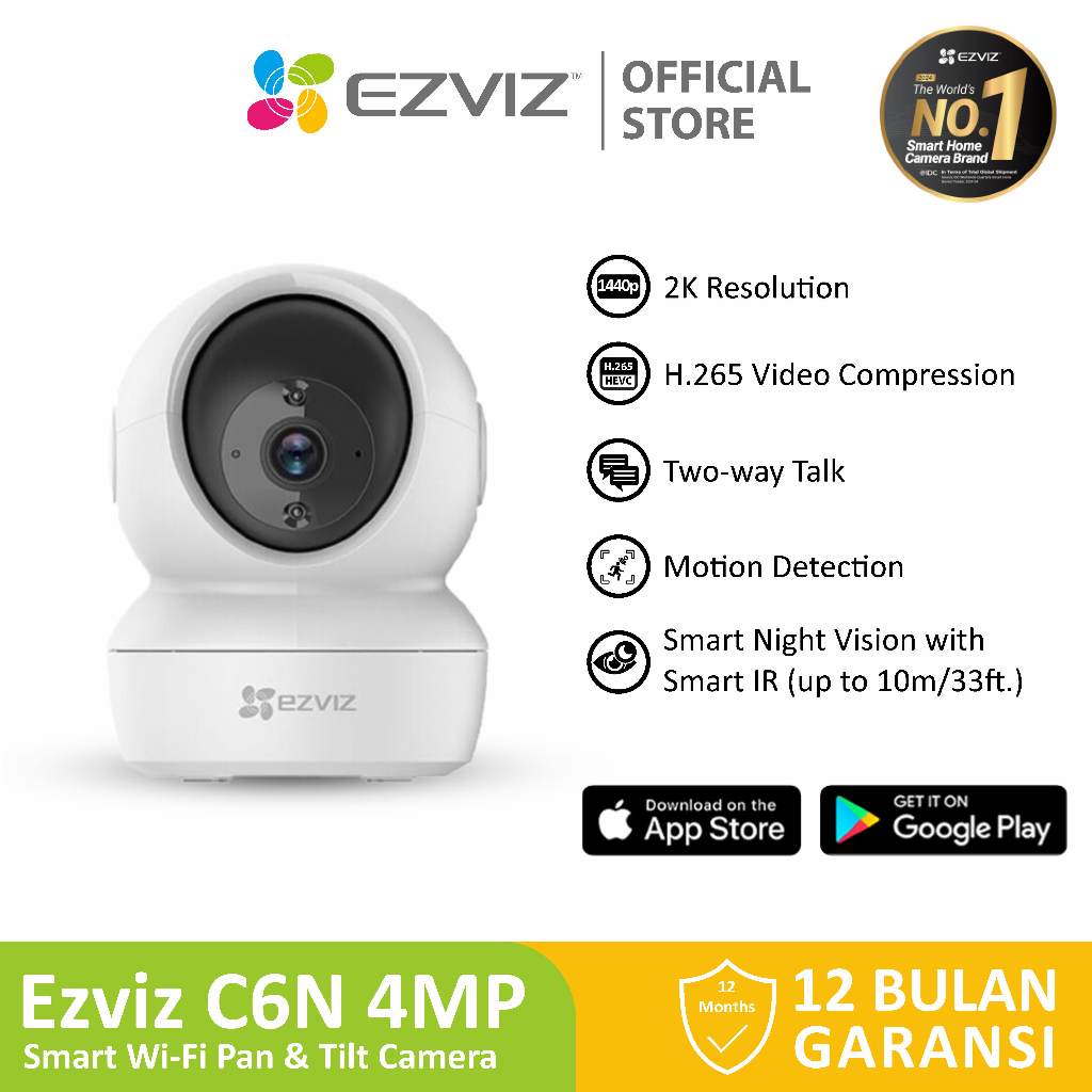 Jual Ezviz C6N 4MP Smart Wifi Pan Tilt IP Camera CCTV Indoor 1440p ...