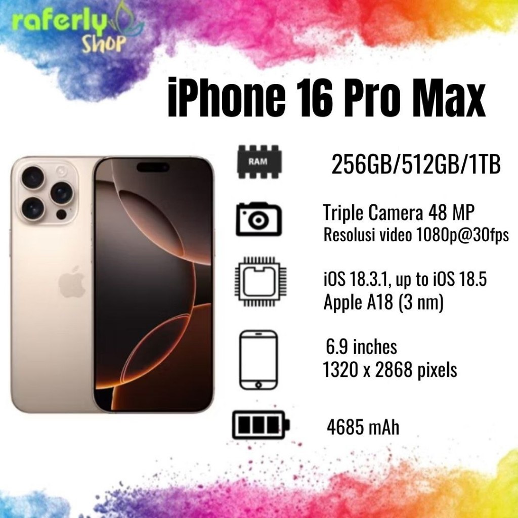 Jual Apple iPhone 16 Pro Max | 256GB | 512GB | 1TB | Garansi Resmi Indonesia | Shopee Indonesia