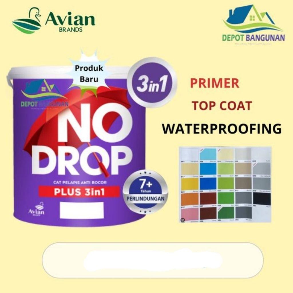 Jual NO DROP PLUS 3IN1 CAT PELAPIS ANTI BOCOR / CAT TEMBOK WATERPROFF ...