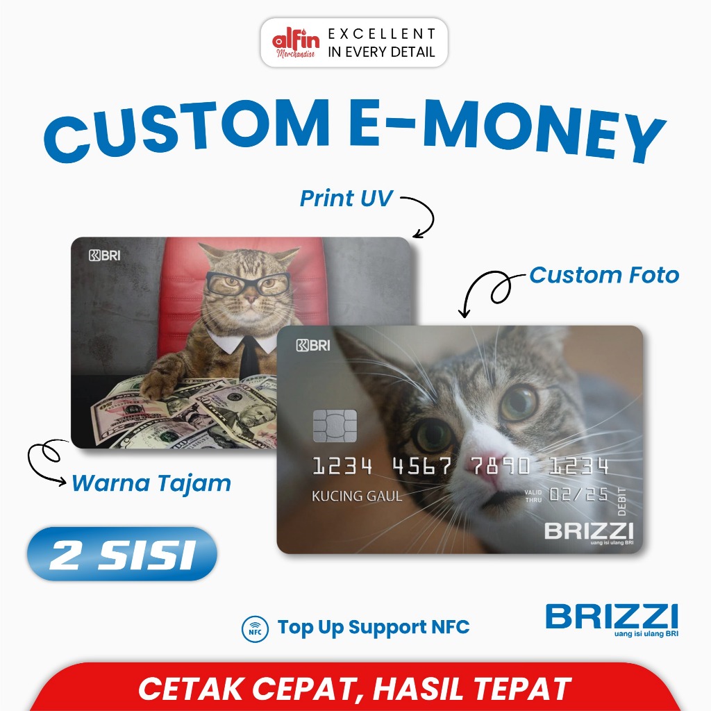 Jual Cetak Kartu Etoll BRIZZI UV Print 2 SISI / custom foto bebas saldo ...