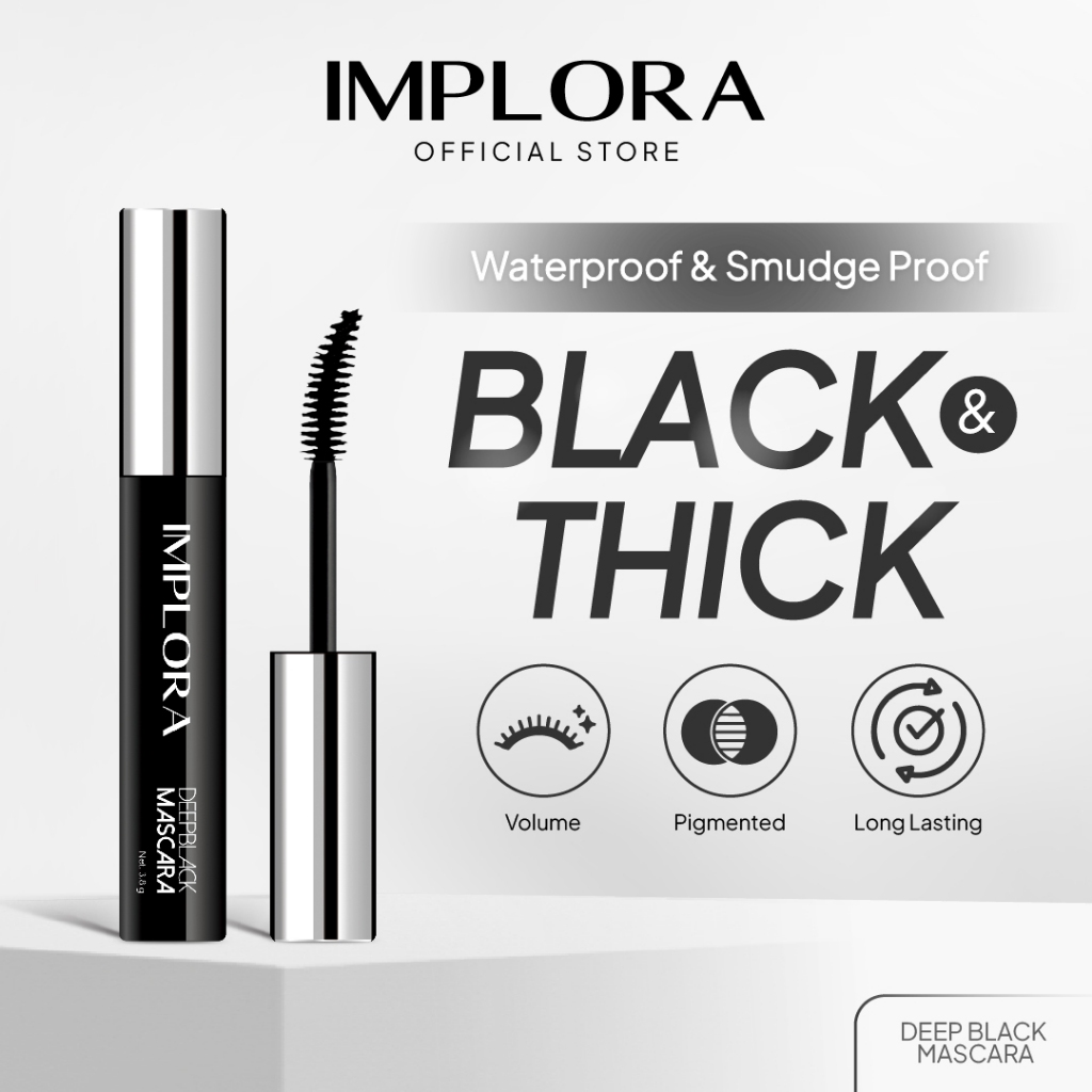 Jual Implora Deep Black Mascara | Maskara Long-lasting | Volume Eye ...