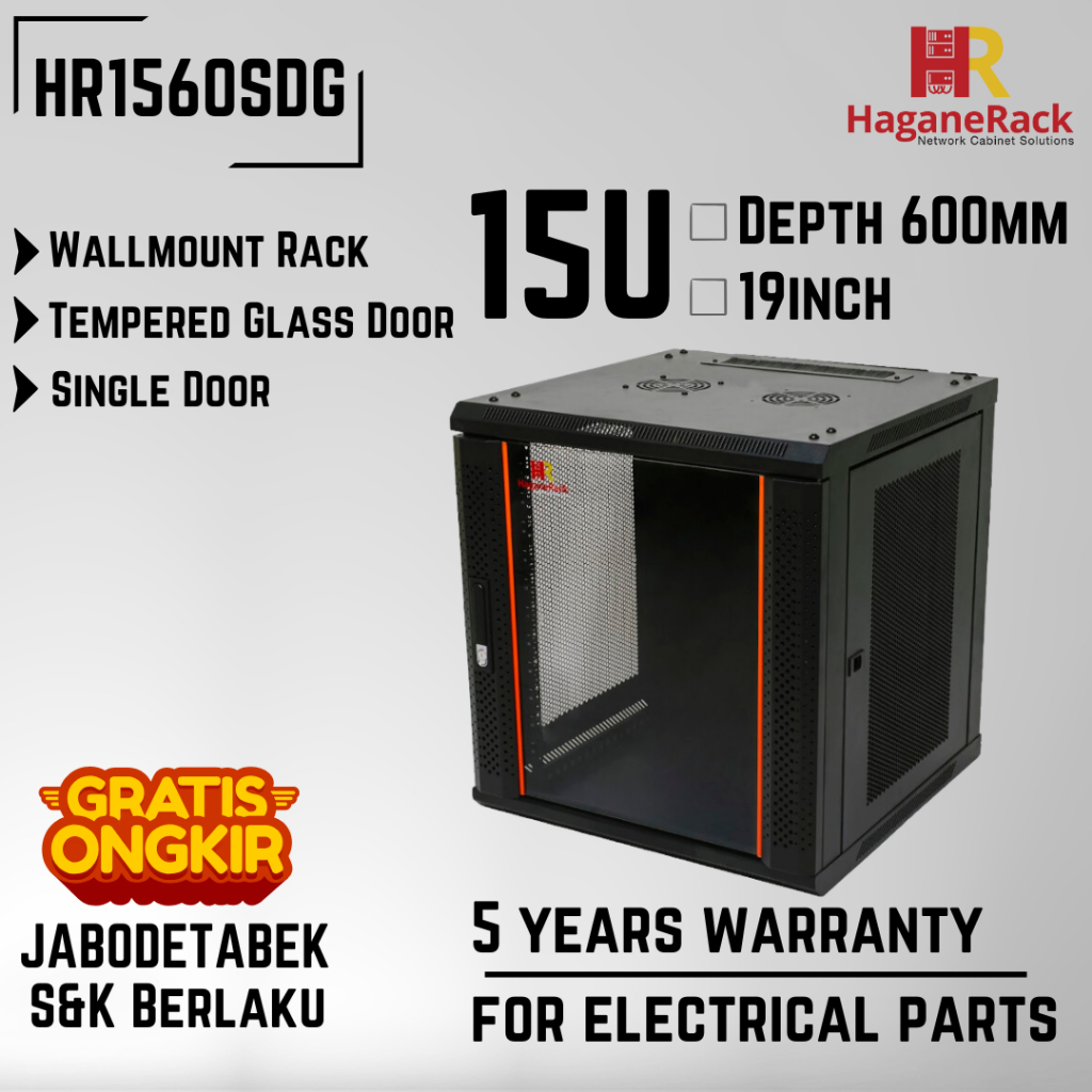 Jual HaganeRack Wallmount Rak Server 15U 600mm - HR1560SDG Rak Server ...
