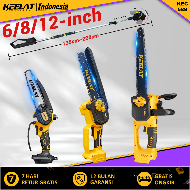 Jual KEELAT 6/8/12 Brushless inch Cordless Mini Chainsaw KEC009 Branch Saw Wood Pruning Cutter ...