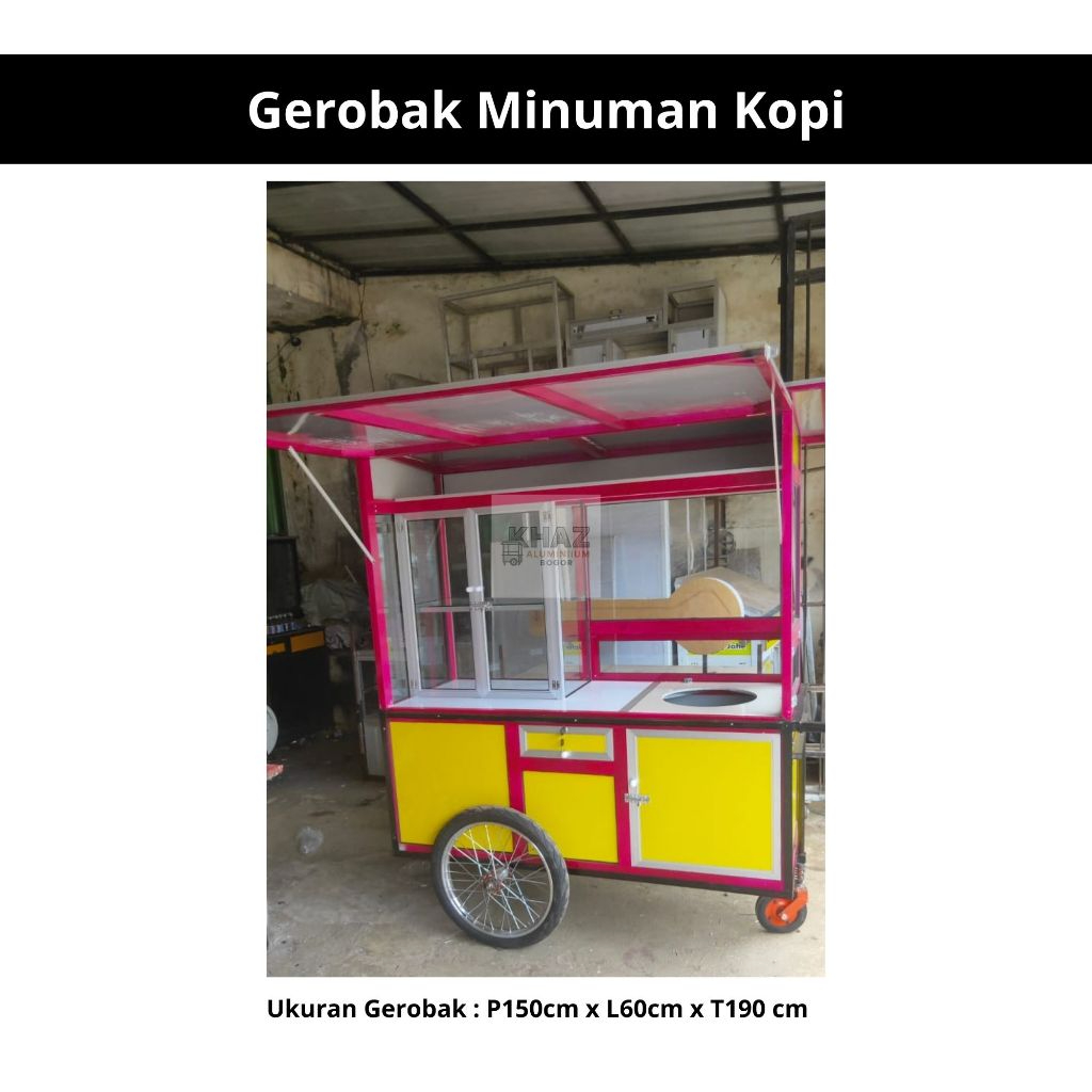 Jual Gerobak Jualan Kopi Aluminium P150xL60xT190 cm | Booth Gerobak ...