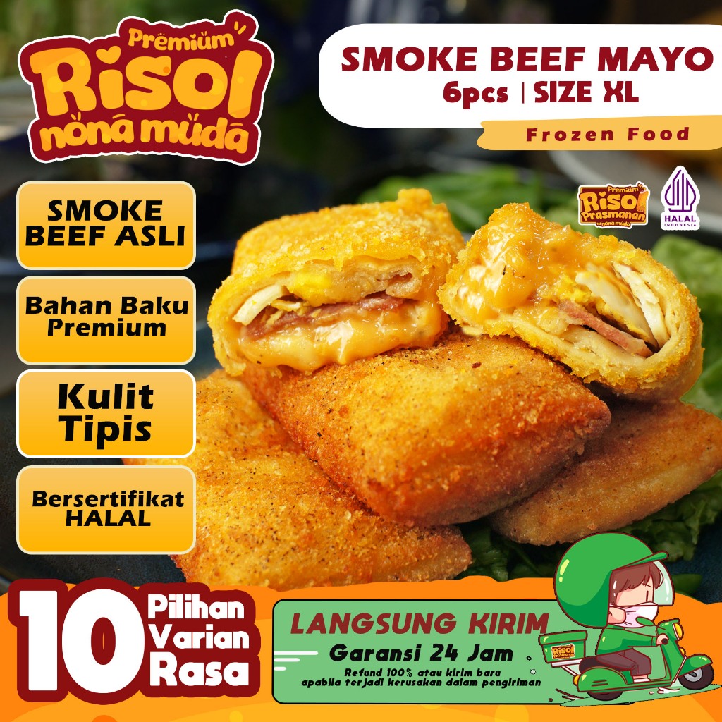 Jual FROZEN Risol Beef Mayo Ukuran XL (Isi 6) - Cemilan NonaMuda ...