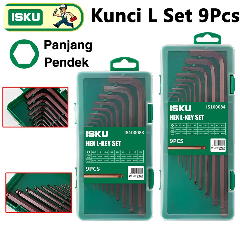 Jual ISKU Kunci L Set 9pcs Bahan S2 tahan air dan tahan karatP anjang 1 ...