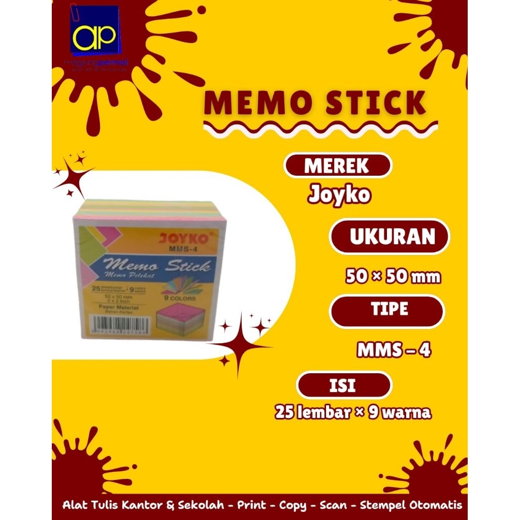 Jual Joyko Memo Stick MMS-4/Memo Stick/Sticky Note/Kertas Memo | Shopee ...