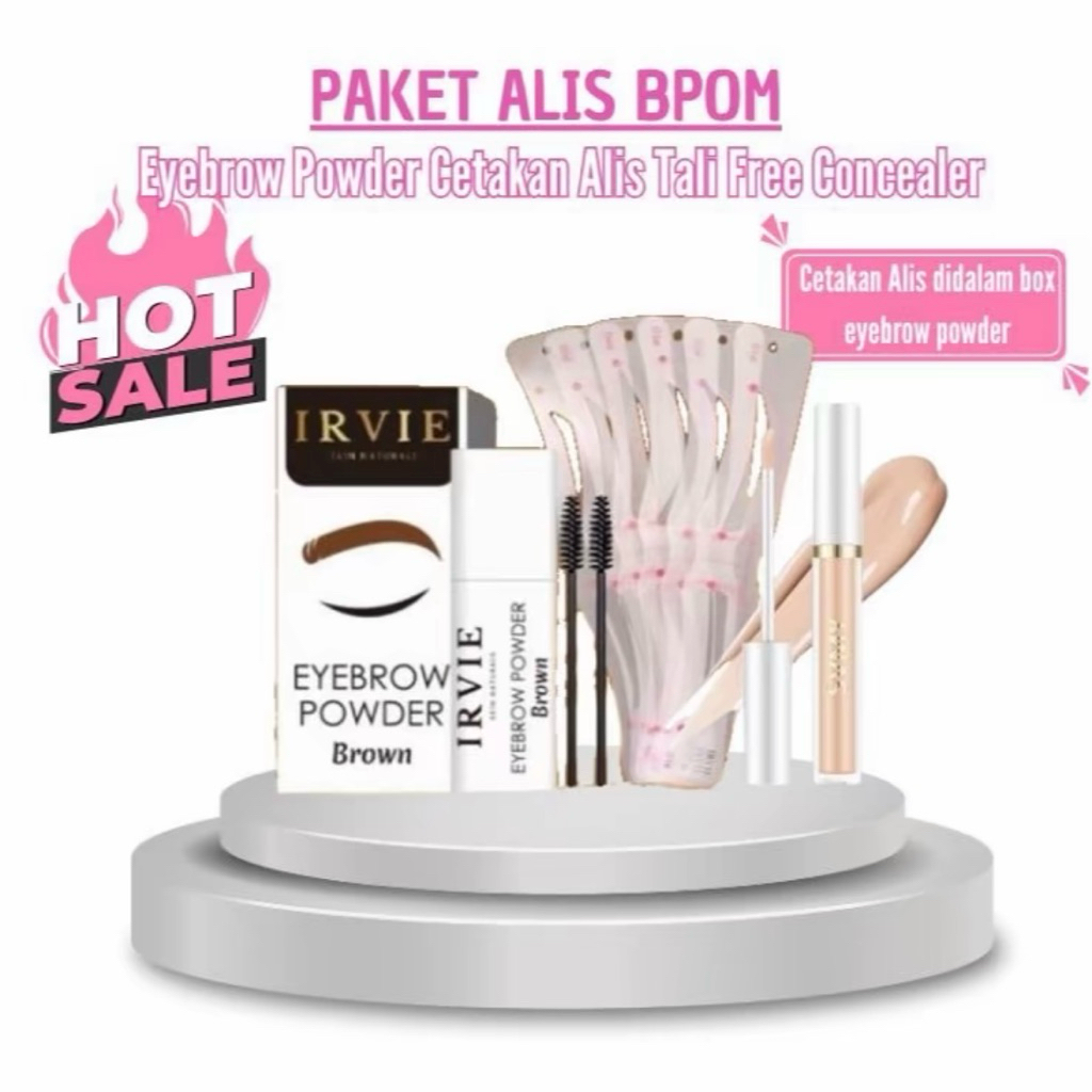 Jual 3in1 paket alis lengkap BPOM EYEBROW powder by irvie free conceler ...