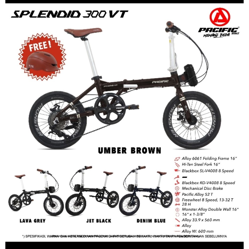 Jual sepeda lipat pacific 16 inch Splendid 300 velg tinggi Alloy ...