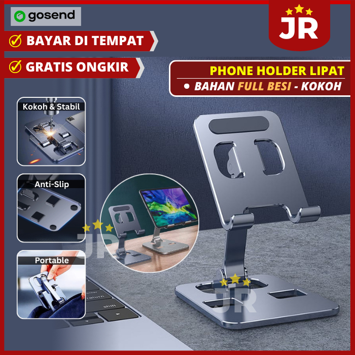 Jual Phone Holder / Stand Holder HP Tablet Meja Lipat Full Besi Kokoh ...