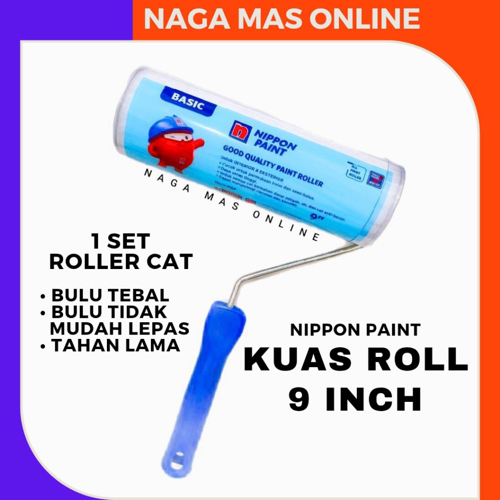 Jual KUAS ROLL BASIC 9 INCH 1 SET NIPPON PAINT KHUSUS CAT TEMBOK ...