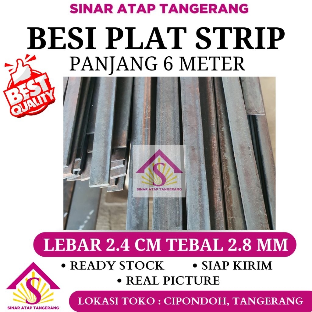 Jual Besi Plat Strip lebar 2,5Cm tebal 2.8mm Panjang 6m (3/25x6m ...