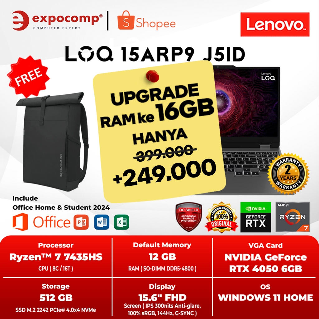 Jual LENOVO GAMING LOQ 15ARP9 J5ID LUNA GREY AMD RYZEN 7-7435HS 12GB ...