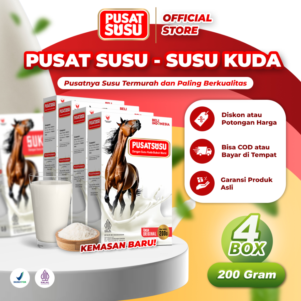 Jual PUSAT SUSU - SUSU KUDA 4 Box Susu Bubuk Kuda Liar Lombok Original ...