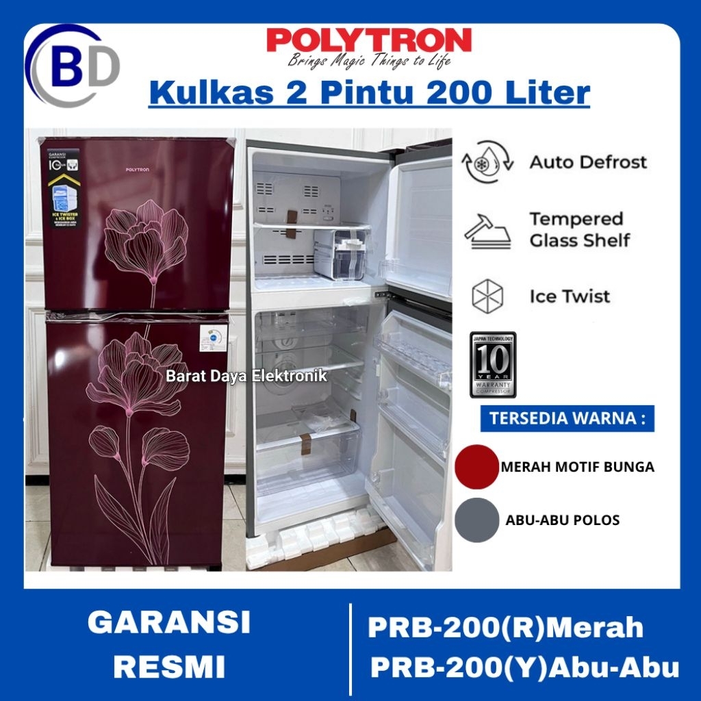 Jual Kulkas 2 Pintu Polytron PRB-200R/PRB200Y 200 Liter | Shopee Indonesia