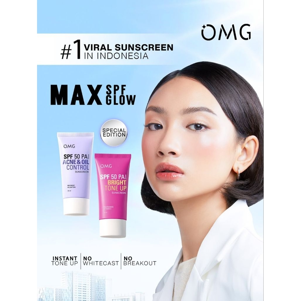Jual ♥Melody♥OMG Oh My Glow Bright Tone up Barrier Sunscreen SPF 50 PA++++ 25ml Untuk Semua ...