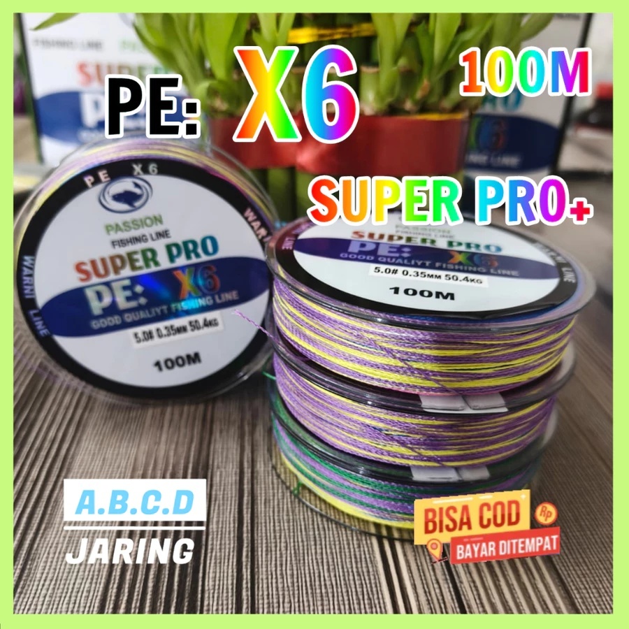 Jual Benang PE 100M X6 Rainbow Warna Berubah per 10M, Low Visibility ...