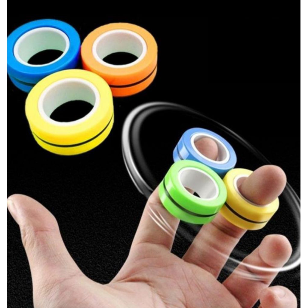 Jual MAINAN ANAK RING MAGNETIC FIDGET SPINNER SET ISI 3 RING WARNA MIX ...