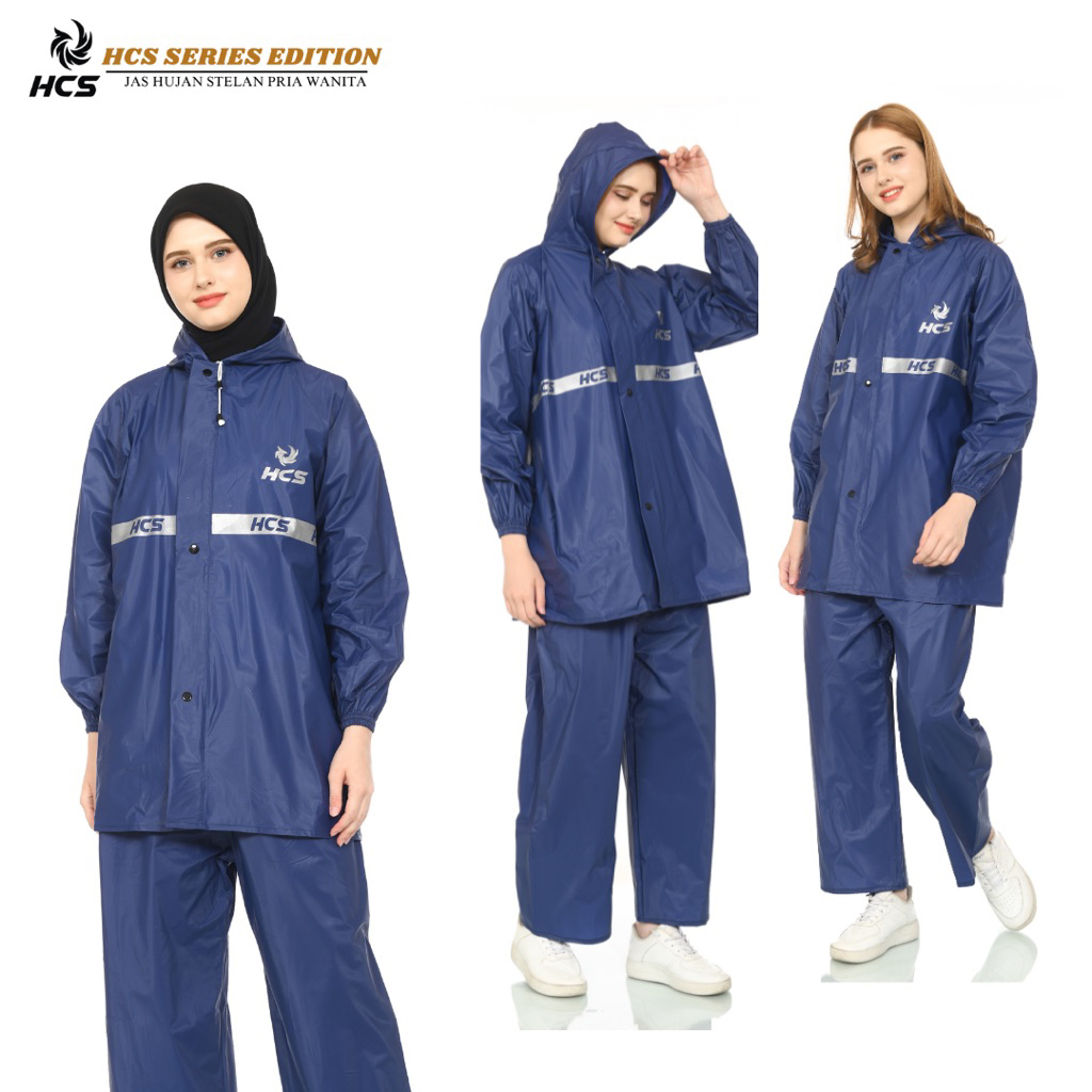Jual JAS HUJAN Wanita Series setelan anti rembes blue navy | Shopee ...