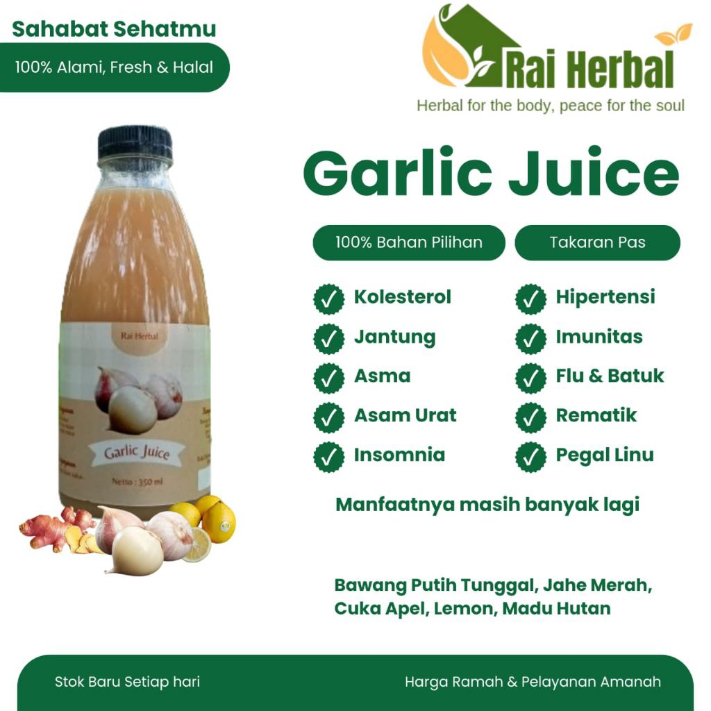 Jual Jus Bawang Tunggal Jahe Merah Cuka Apel Lemon Madu 350ml (Botol ...