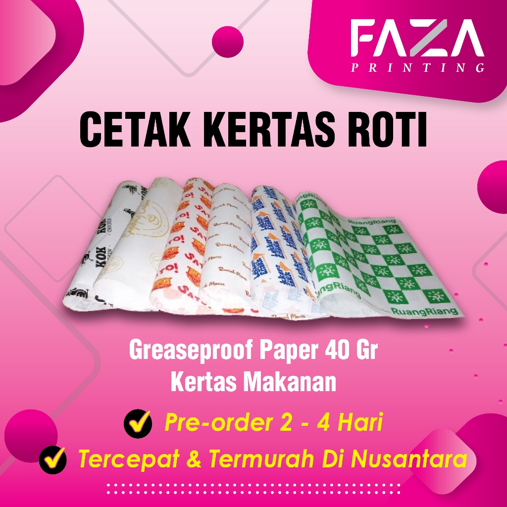 Jual CUSTOM Kertas Roti Foodgrade ( 1000 Pcs ) Wrapping Paper / Kertas ...