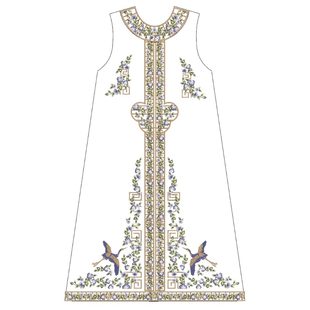 Jual Bordir Jahit Patch Bunga dan Burung Kerah Dan Renda Biru (Grace ...