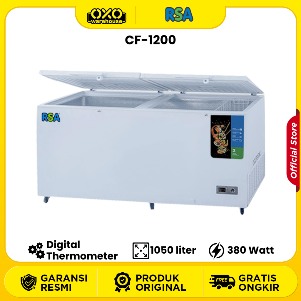 Jual RSA Chest Freezers CF-1200 2 Pintu 1050 Liter Digital Thermometer ...