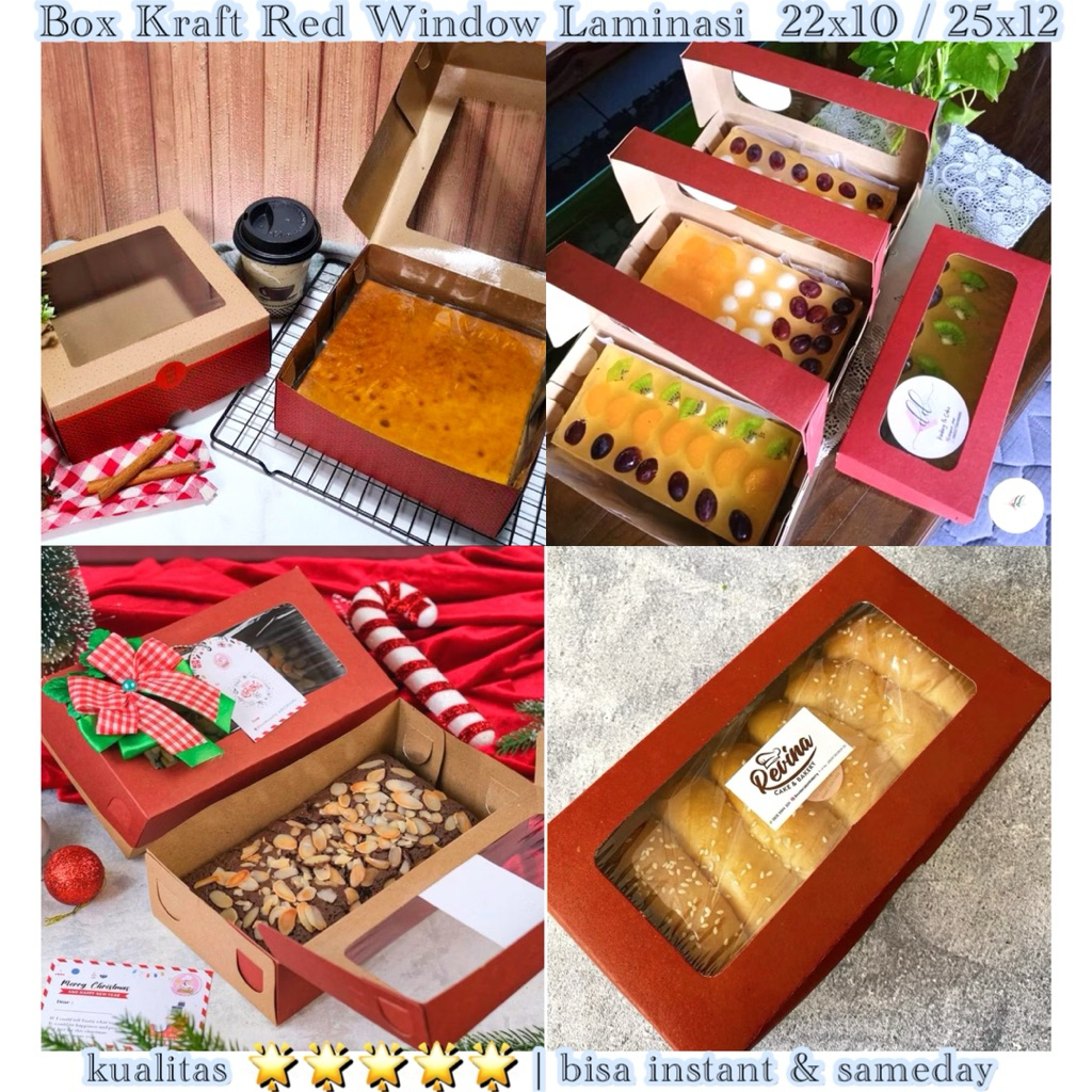 Jual Kotak Kue 25x12 / 22x10 Kotak kue Merah Jendela Cake Box brownies ...