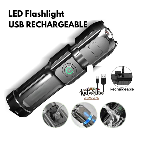 Jual Senter Swat Mini LED 36W - Senter Super Terang Fokus Zoom Light Flashlight Emergency USB ...