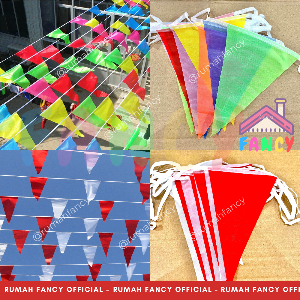 Jual ( 1 PAK / 50 METER ) Bendera kain SEGITIGA Merah Putih / umbul umbul karnaval HUT RI ...