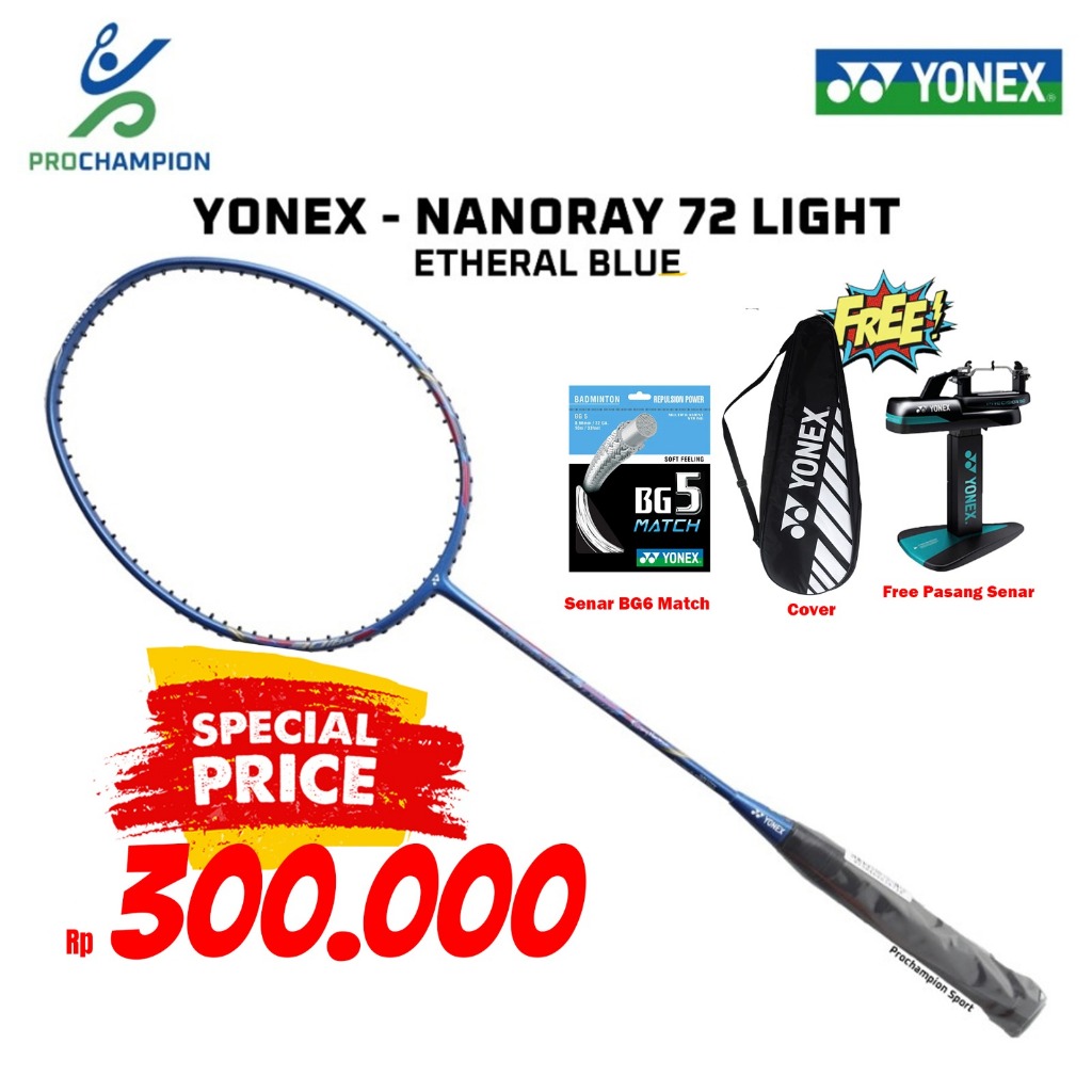 Jual Raket Badminton Yonex Nanoray 72 Light Rudy Series Etheral Blue | Shopee Indonesia