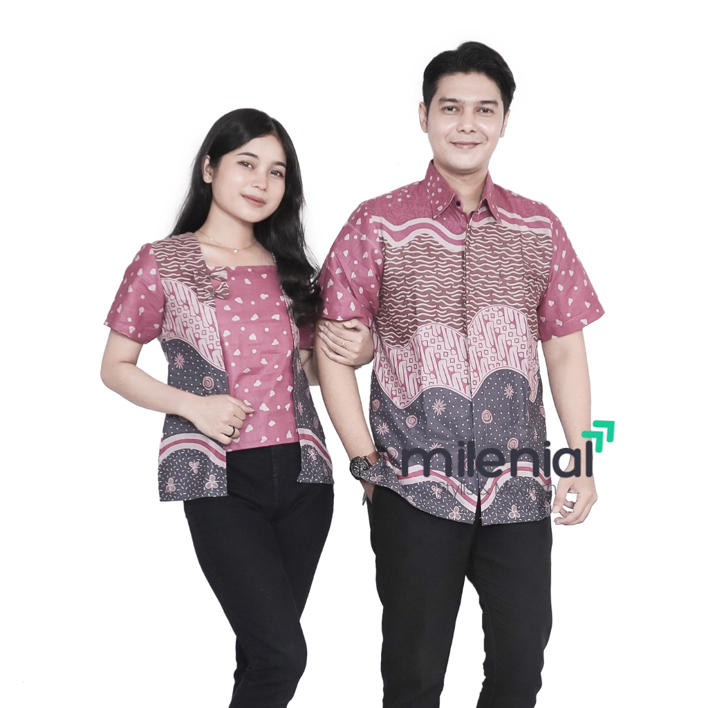 Jual Milenial Batik Couple Atasan Batik Wanita Batik Pria Kemeja Blouse ...