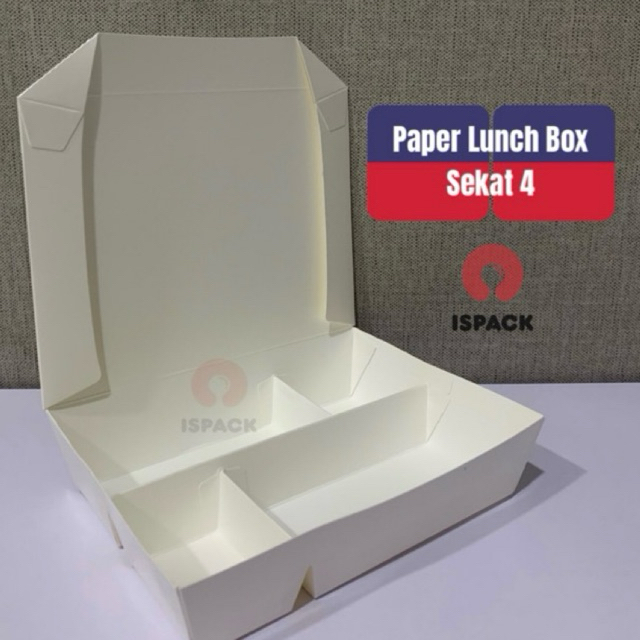 Jual Paper Lunch Box Sekat 4 Putih Laminasi | Shopee Indonesia
