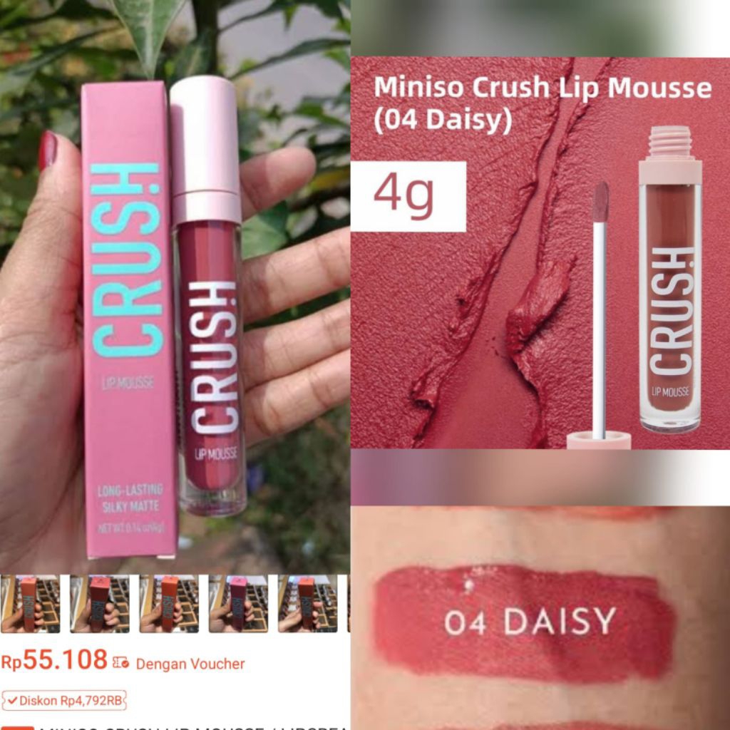Jual Original Lipstick Miniso Crush Lip Mousse 04 Daisy | Shopee Indonesia