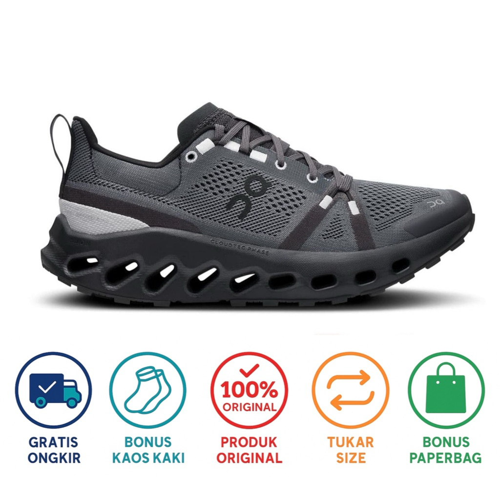 Jual Sepatu Running On Cloud Surfer Trail Eclipse Black Men's Shoes ...