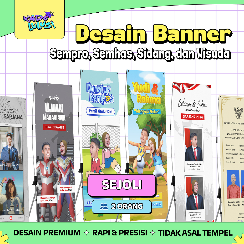 Jual [SEJOLI] KADO LULUS Banner Spanduk 2 Orang Sidang Skripsi Wisuda ...